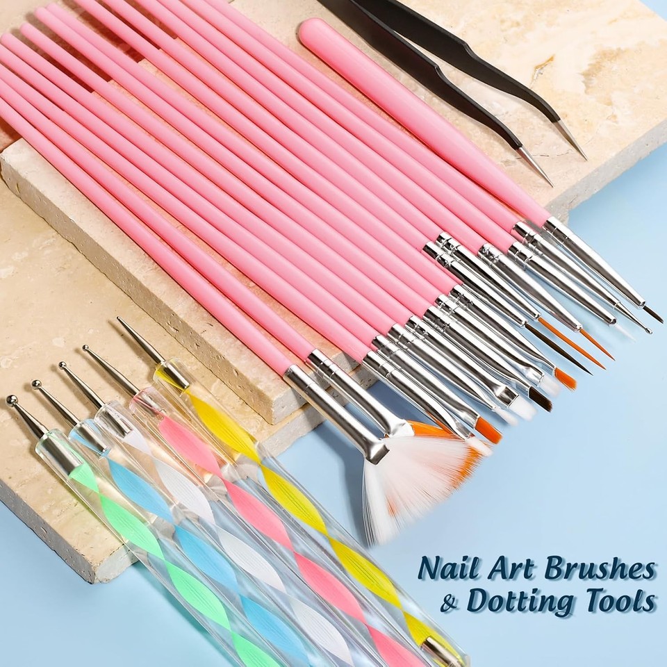 FANDAMEI Nail Art Brushes Set, Nail Art Kit, Nail Design Kit, Nail Art ...