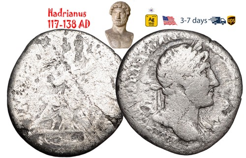 Ancient Roman Empire Coin Silver Denarius Hadrian 117 - 138 AD ...