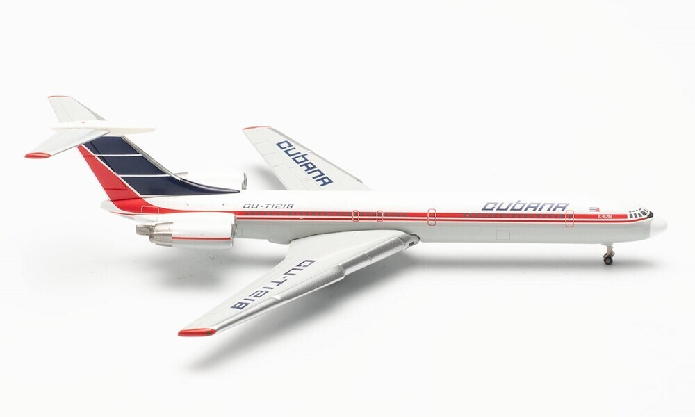 New! Herpa 537315 Cubana de Aviación Ilyushin IL62M, reg CU-T1218 1:500 ...