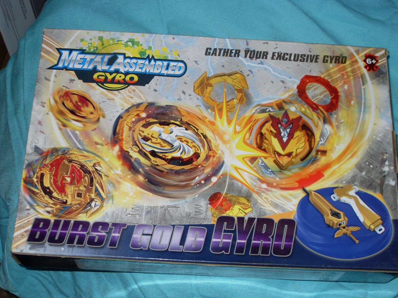 Metal Assembled Gyro- Burst Gold Gyro 4 Golden Gyros,Launcher and Arena ...