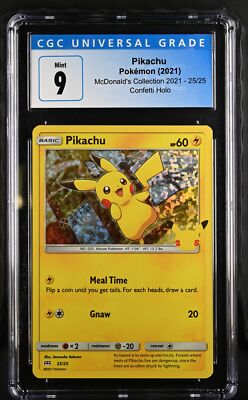 2021 POKEMON MCDONALD'S PIKACHU CONFETTI HOLO 25/25 CGC 9 PSA ...