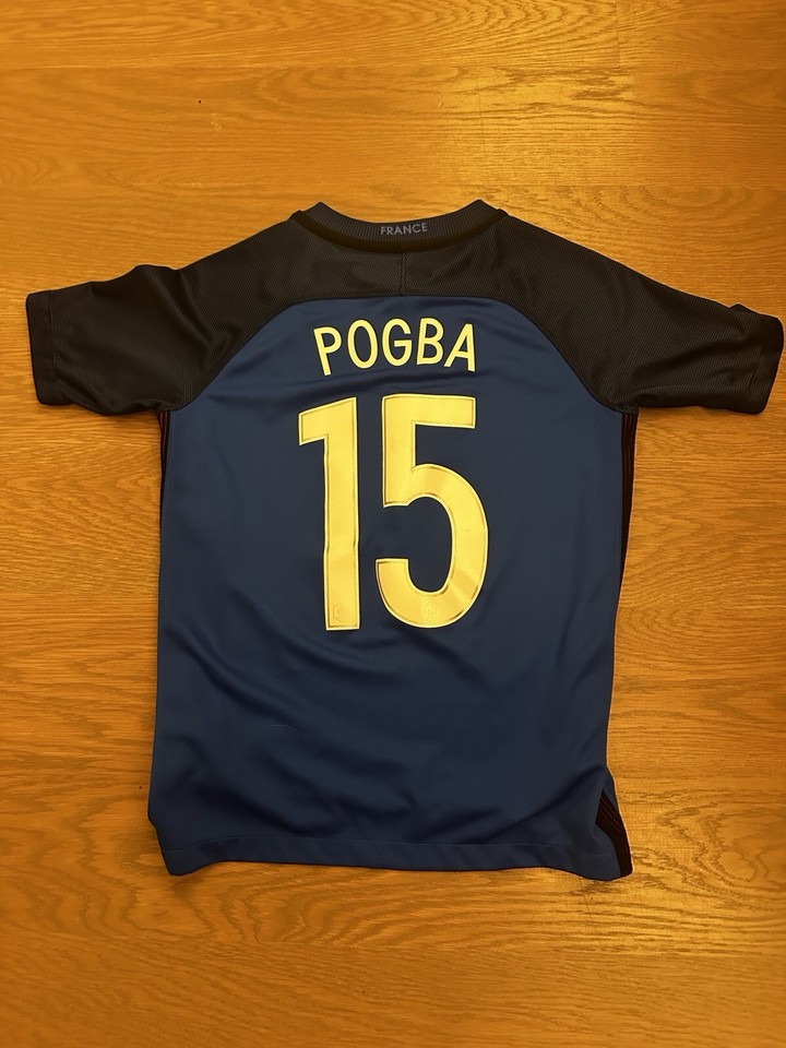 Nike France Soccer Jersey Paul Pogba Blue Dri-fit World Cup Youth M | eBay