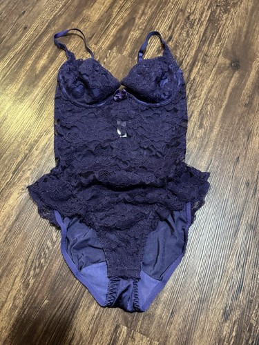 VTG Victoria’s Secret 90’s Deadstock Corset Purple Lace Teddy Lingerie ...