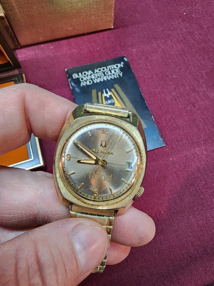 Vtg Bulova Accutron MEAD Co N6 Mens Tuning Fork Men's Watch w/ Boxes ...