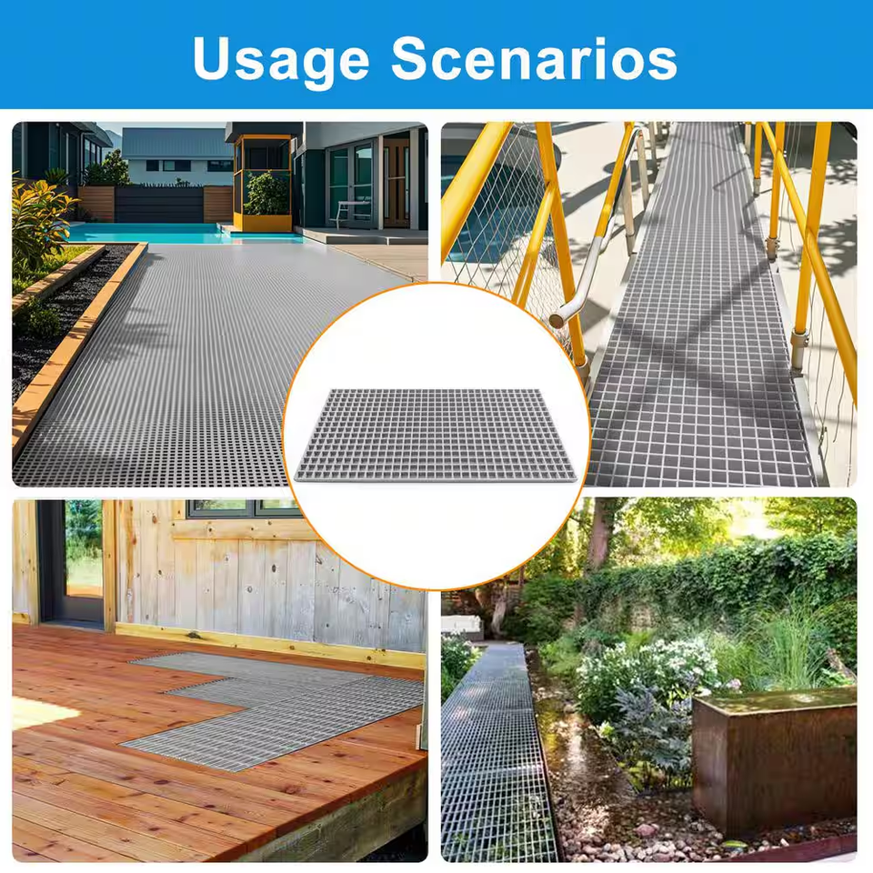 2 Ft. X 4 Ft. X 1 In. Fiberglass Molded Grating Composite for Ground ...