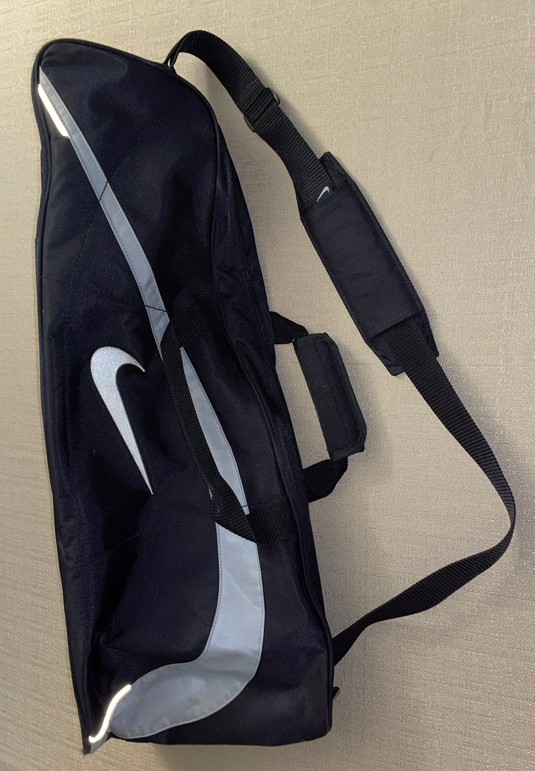Nike Tennis Racket Bag Double Zipper Slot Strap Vintage Racquet Black ...