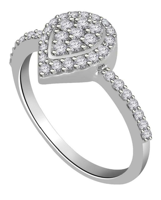 Right Hand Engagement Ring SI1 G 0.55Ct Natural Diamond 14K White Gold ...