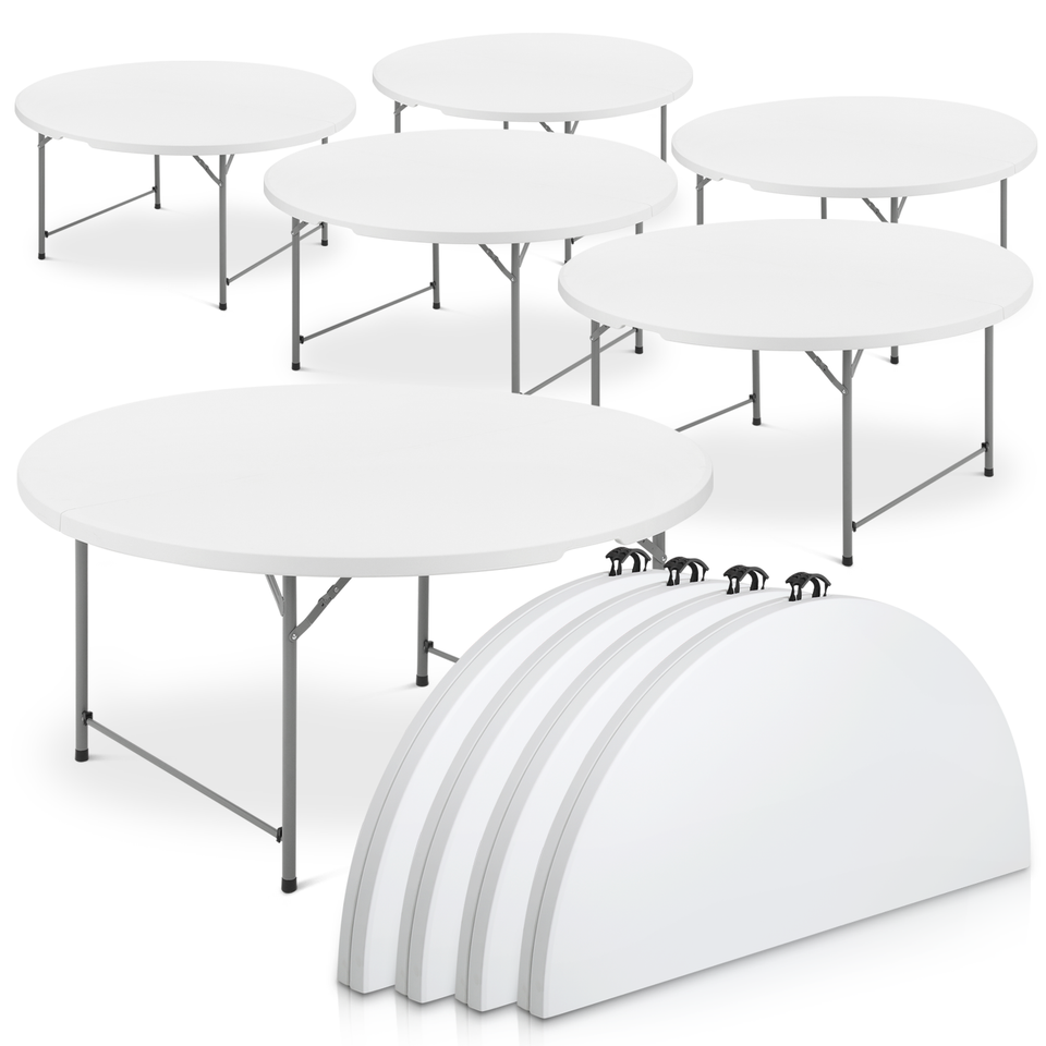 10 Pack White[5 FT FOLDING ROUND TABLE]Party Portable Camping Picnic ...
