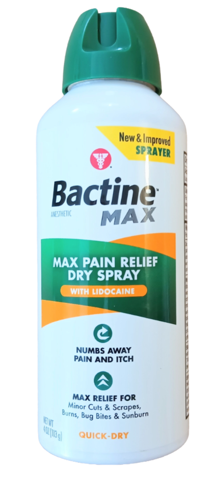 Bactine Max Pain Relief Dry Spray Lidocaine Anesthetic 4 oz 2 Cans EXP ...