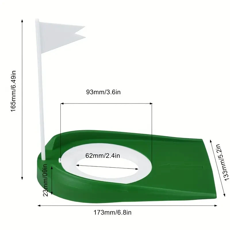 Practice Putter Cup - Angled Cup - Green & White PVC Plastic - Easy Set ...