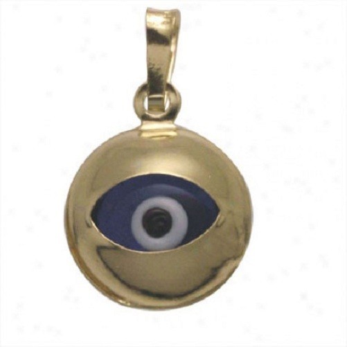 3D 9mm Round Evil Eye Good Luck Charm Pendant Real 14K Yellow Gold | eBay