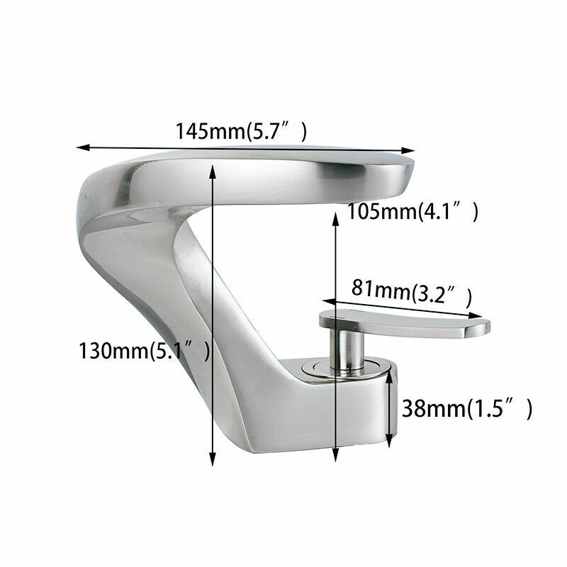 Bathroom Faucet Single Handle one Hole Waterfall Lavatory Vanity Sink ...