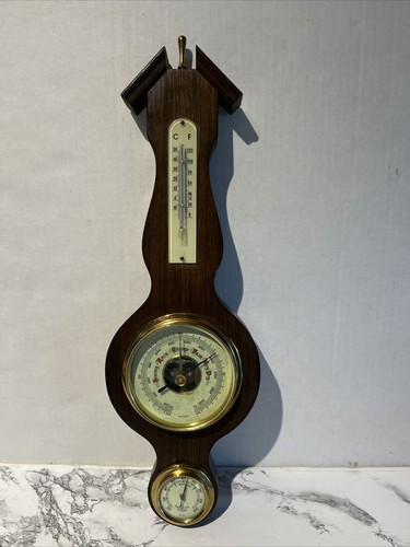 VINTAGE 15.5" WEST GERMANY BAROMETER TEMPERATURE WALL HANG GAUGE Retro ...