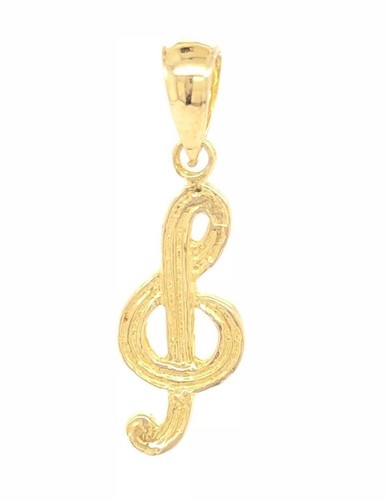 14k Yellow Gold Treble Clef Music Note Charm Pendant 0.9 gram | eBay