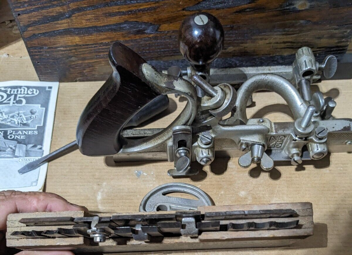 Antique STANLEY NO. 45 COMBINATION PLANE Sweetheart With cutters and ...