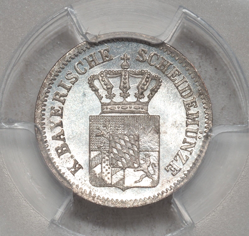 1871, Kingdom of Bavaria, Ludwig II. Stunning Silver 1 Kreuzer Coin ...