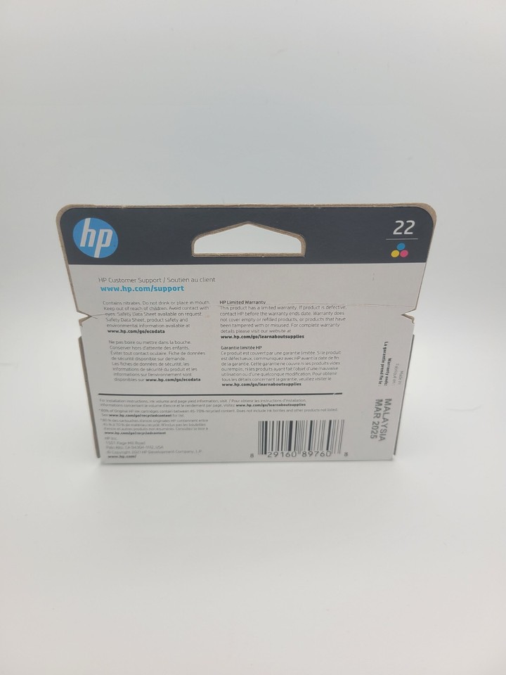 GENUINE HP 22 Tri-Color Ink Cartridge C9352AN NEW | eBay