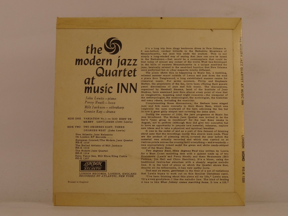 THE MODERN JAZZ QUARTET MJQ AT MUSIC INN (129) 2 Track 7" Single ...