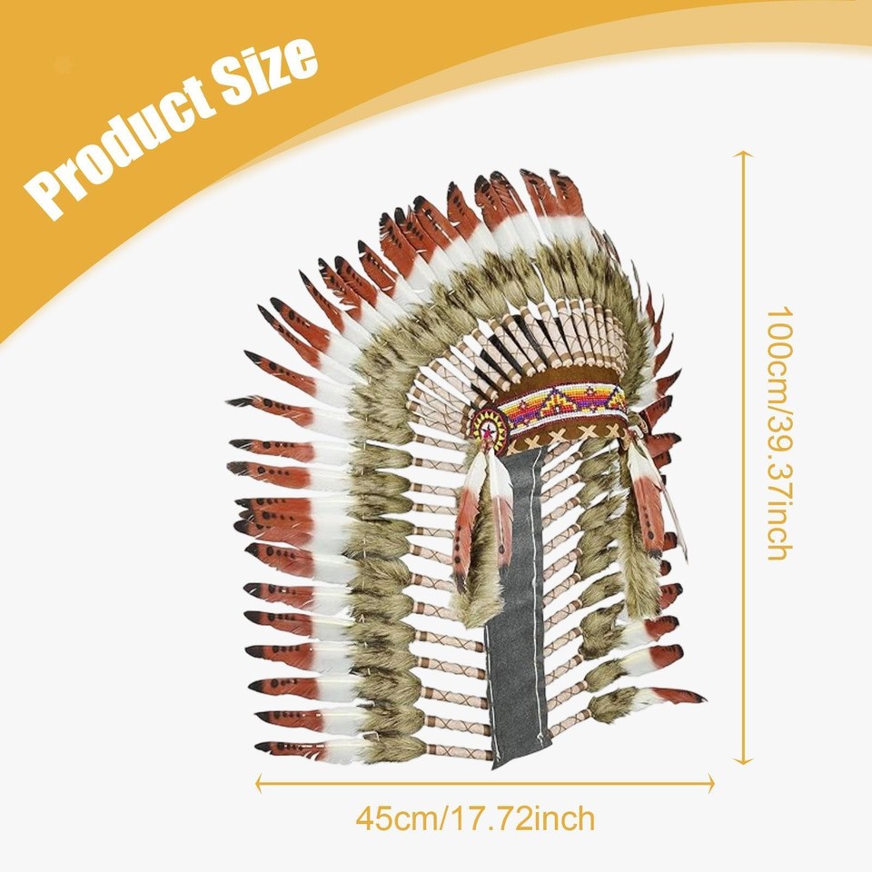 Indian Headdress Fancy Dress Chief Indian Hat for Festival Performance ...