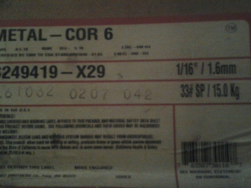 COREX METAL CORE 6 X29 ALL POSITION 1/16 WELDING WIRE E70 C 33# LINCOLN ...