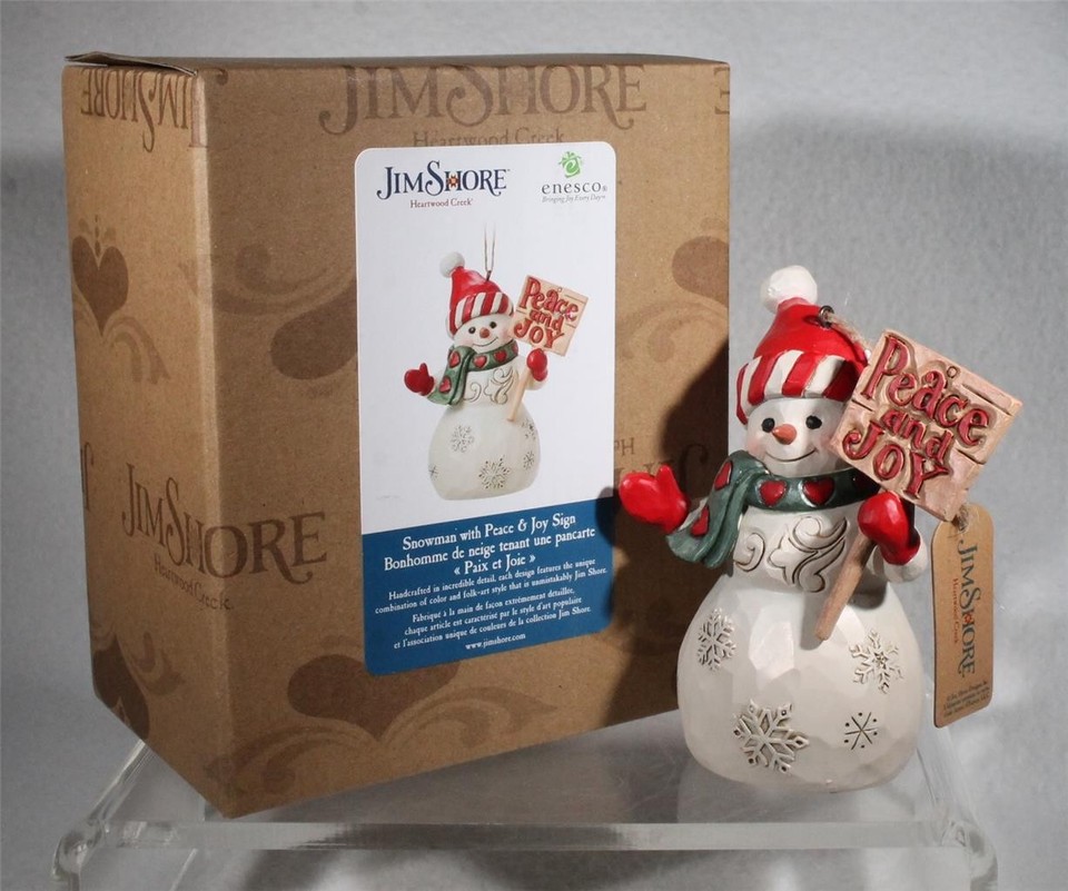 Jim Shore - SNOWMAN w/PEACE AND JOY SIGN - 2025 Holiday Ornament ...