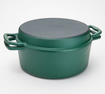 Cook's Essentials 4-qt Nonstick Cast-Iron Elite Braiser w/ Lid in Green ...