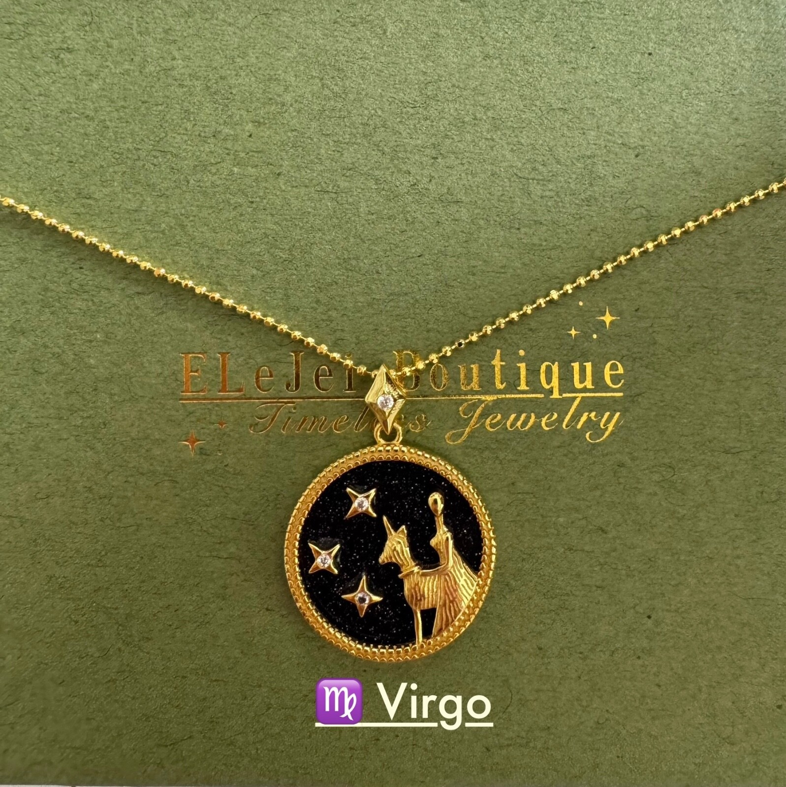 18k Yellow Gold on Silver Zodiac Sign Coin Pendant Necklace, Celestial ...