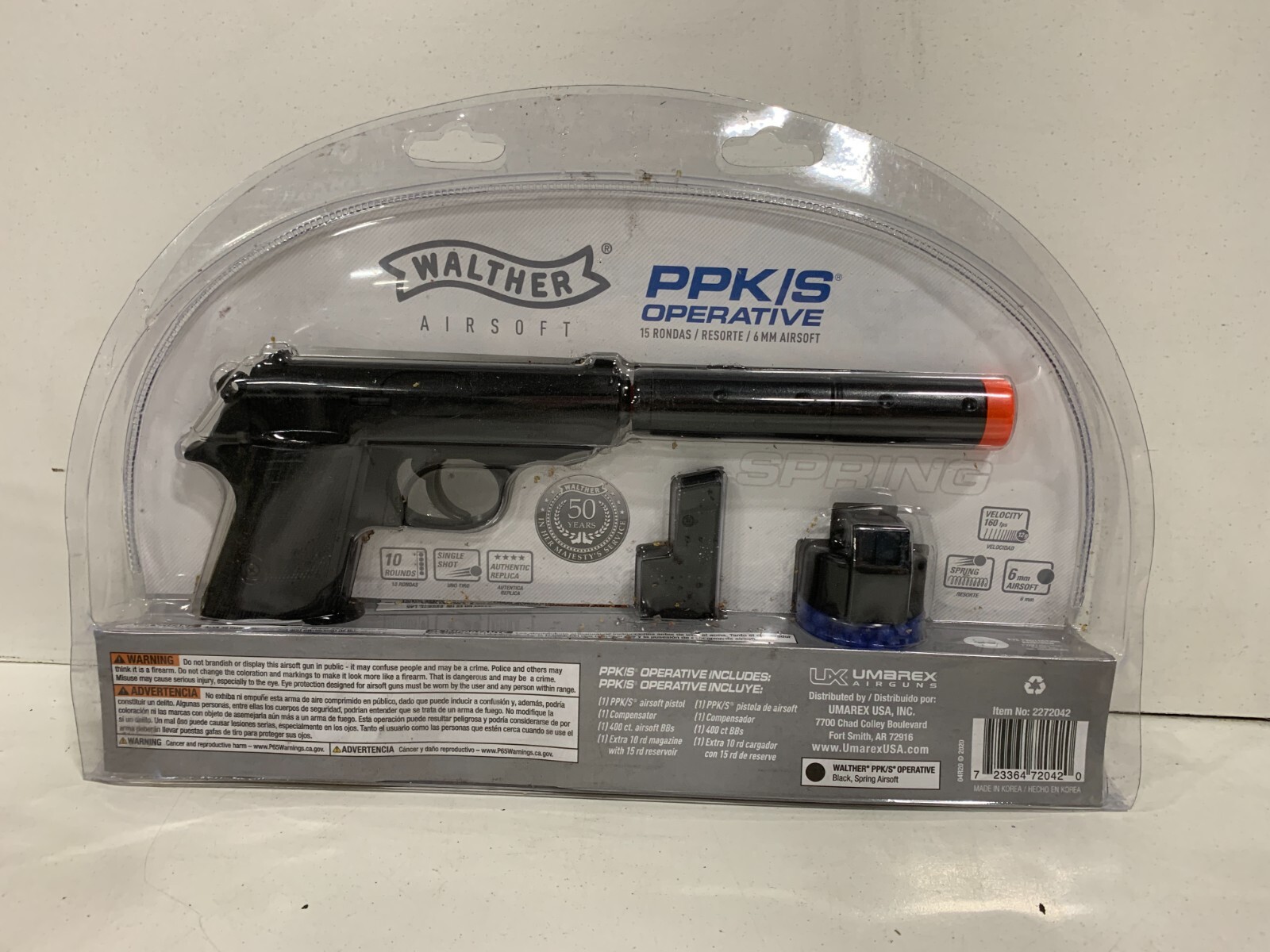 Walther Spring PPK/S Operative Kit Airsoft Spring Pistol Combo w/ BBs ...