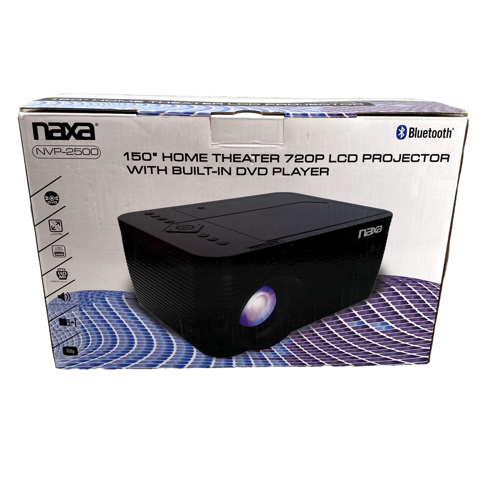 Naxa 150” Home Theater 720P LCD Projector with Built-In DVD Player NVP-2500