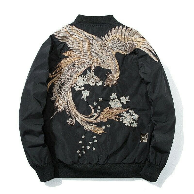 Men's Sukajan Bomber Jacket Japanese Embroidery BF Men's Sukajan Bomber Jacket Japanese Embroidery BF