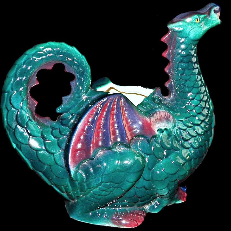 Clay Art Enchantment San Francisco 1990 Teal Whimsical Gothic Dragon ...