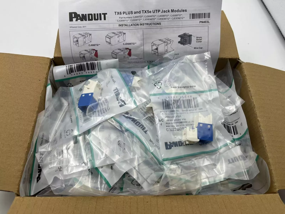 Panduit Giga TX Cat6 Network jack CJ688TGIW CJ688TGBU CJ688TGGR ...