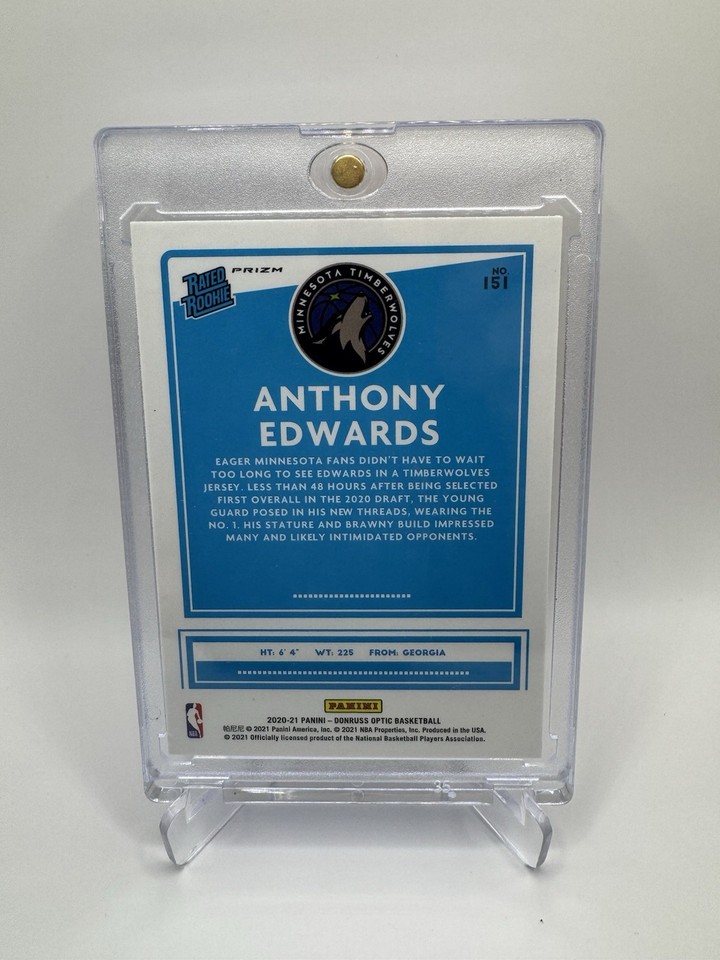 2020 Donruss Optic #151 Rated Rookie ANTHONY EDWARDS Silver Wave Prizm ...