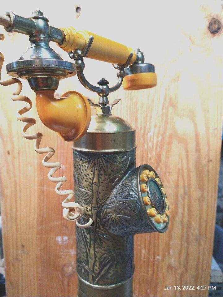 Antique Brass 1960 Floor Standing Telephone Push Button Retro Decor ...