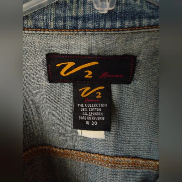 Vigoss V2 Denim Jean Jacket Distressed Faded Blue Ombre Plus Size 20W ...