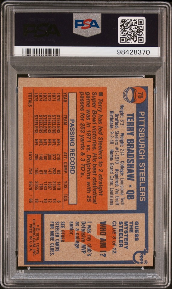1976 TOPPS #75 TERRY BRADSHAW PSA 8 | eBay