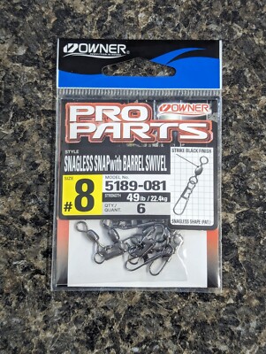 Owner Snagless Snap with Barrel Swivel - Size #8 - 49lb - 5189-081 | eBay