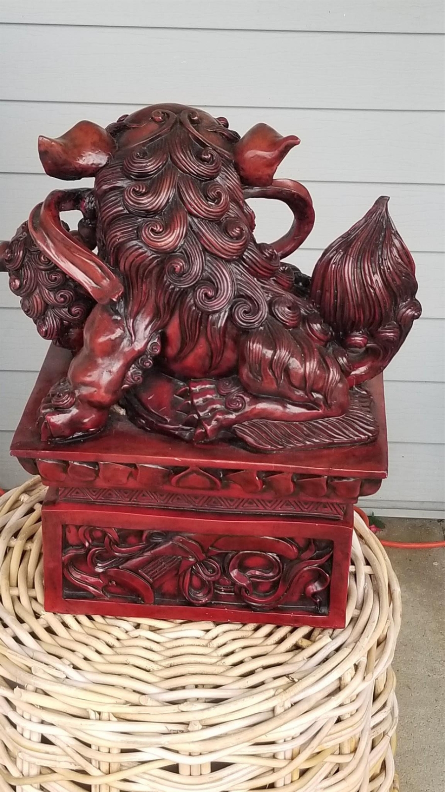 Two Giant Fu Foo Chinese Dog Lion Door Protective Statues 18" x 15" x ...