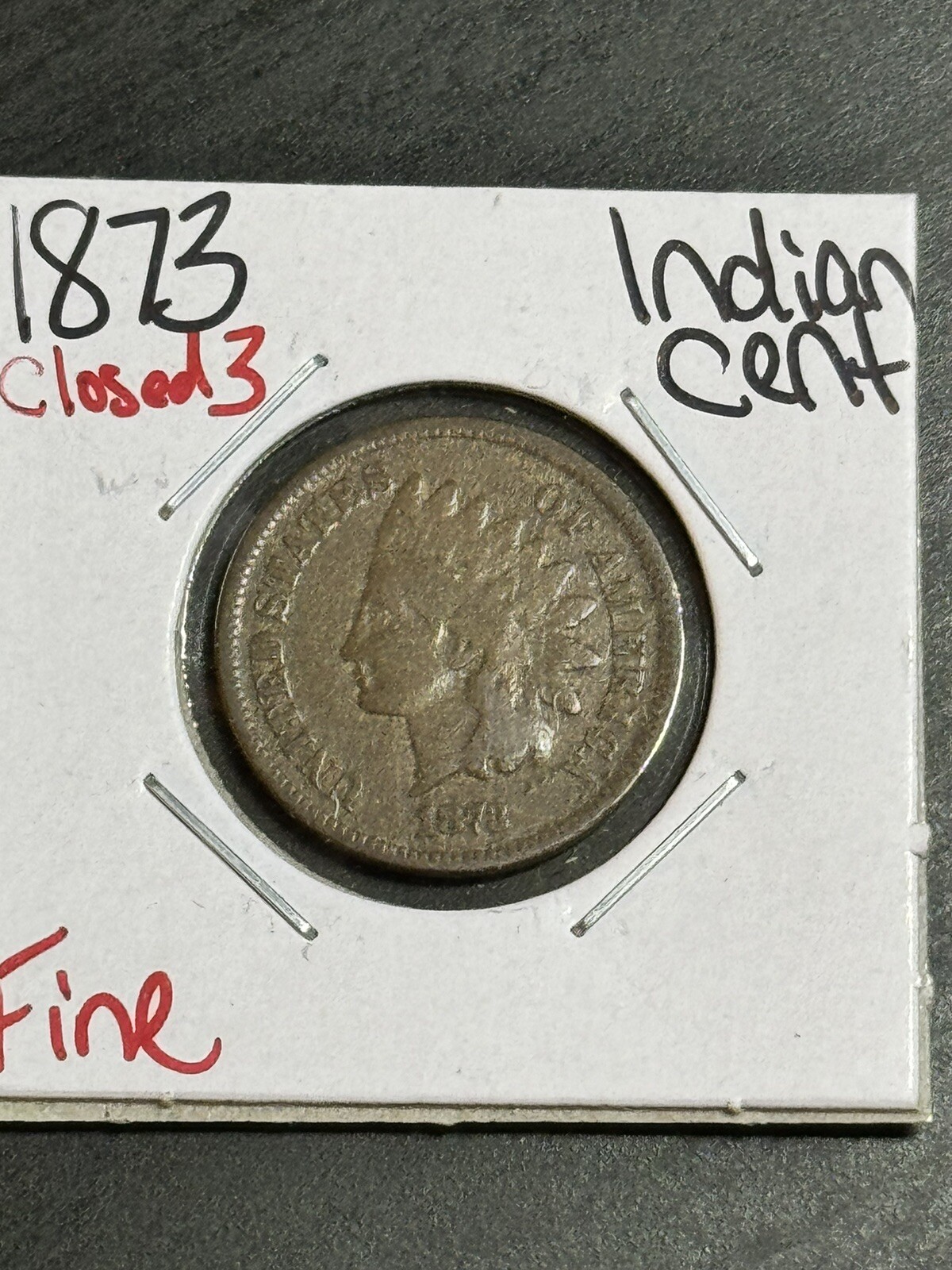 1873 Closed 3 Indian Head Cent Penny FN Fine Better Date Coin (Raw14370) | eBay