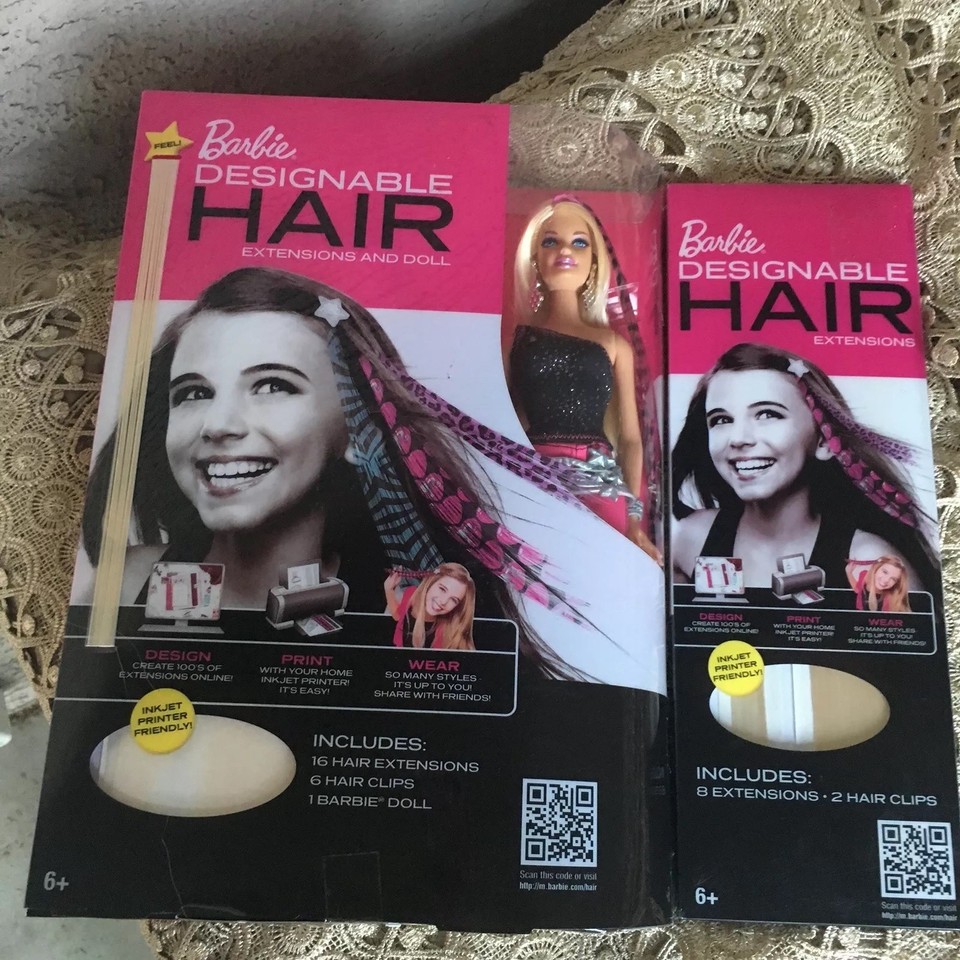 New Barbie Designable Hair Extensions Doll With Extra Pack Of Hair ...