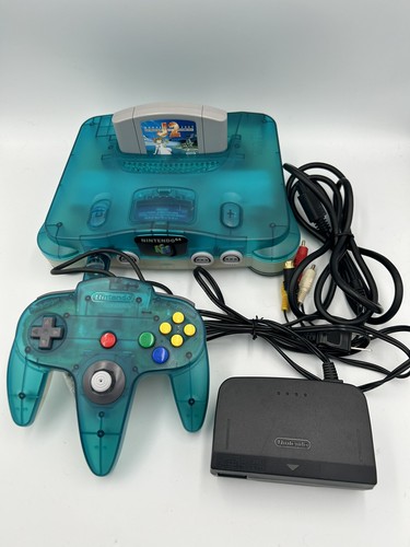 Nintendo 64 clear blue console and cntroller , cable,game soft Tesed ...