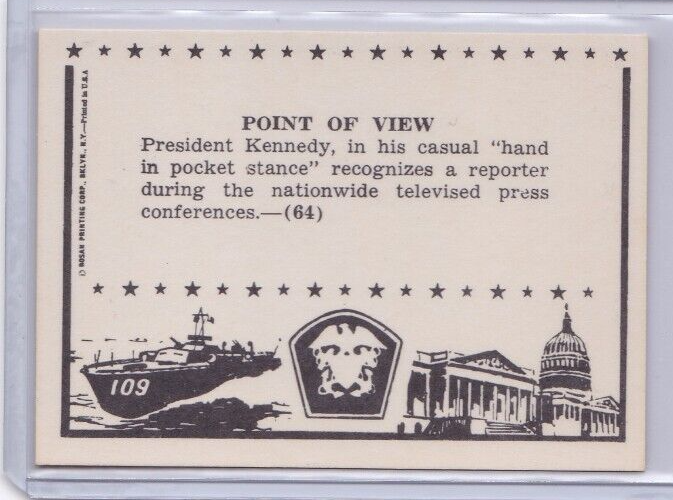 1963 Rosan President John F Kennedy JFK Trading Card #64 POINT OF VIEW ...