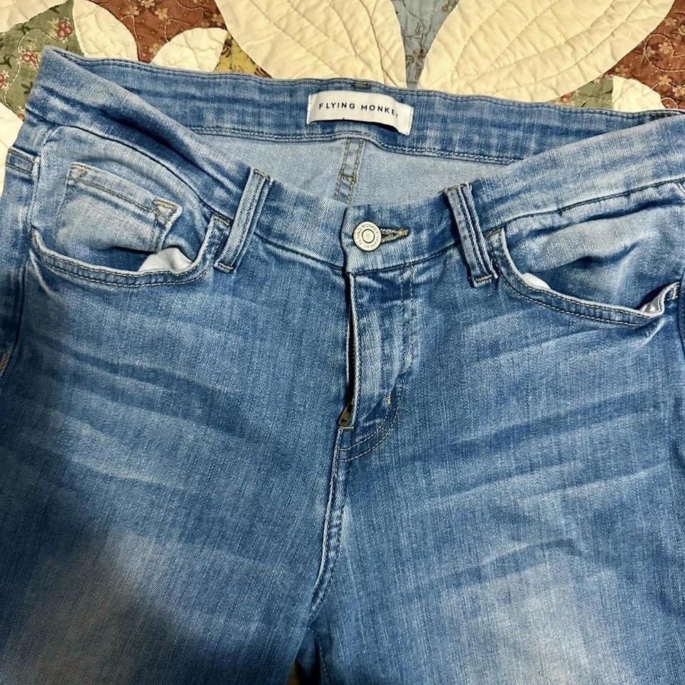Flying Monkey mid rise skinny jeans with a frayed hem size 28” waist | eBay