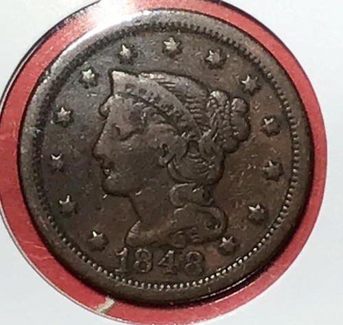 1848 US Braided Variety "LARGE CENT" FINE! Old US Coin! | eBay