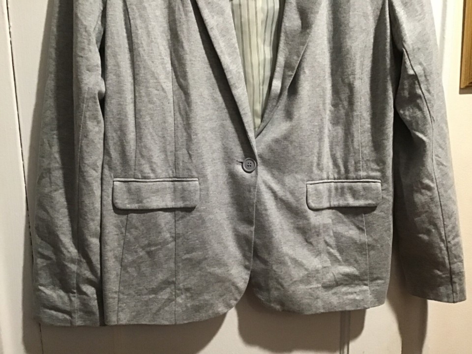 Ellen Tracy Company One Button Lined Blazer Grey Heather Women's Sz ...