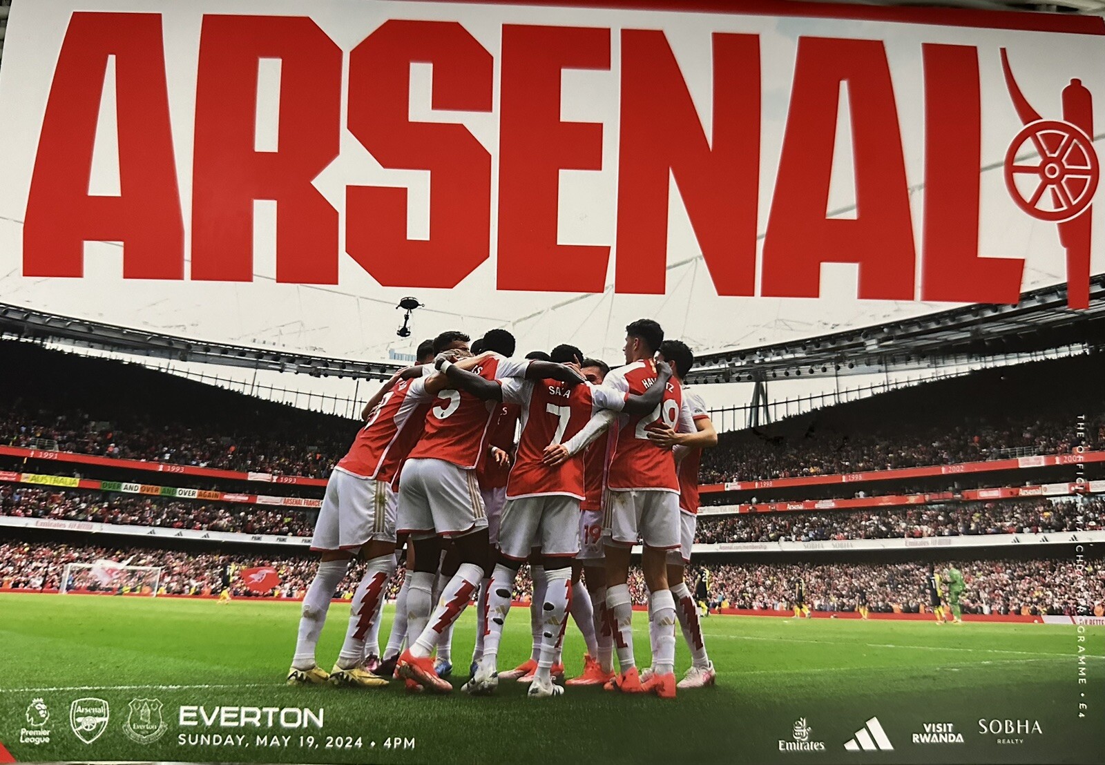 ARSENAL v EVERTON Matchday Programme, 19th | Grelly UK