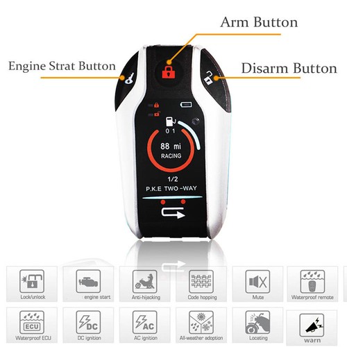 Two Way Motorcycle Alarm Anti Theft Remote Engine Start Alarms Security ...