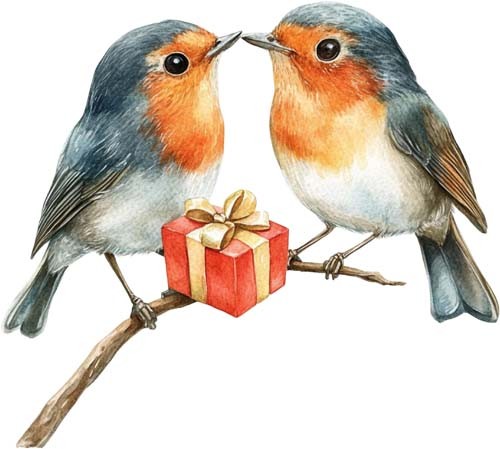 Colour Christmas Robin Bird Wall Art Bedroom Laptop Vinyl Sticker Decal ...