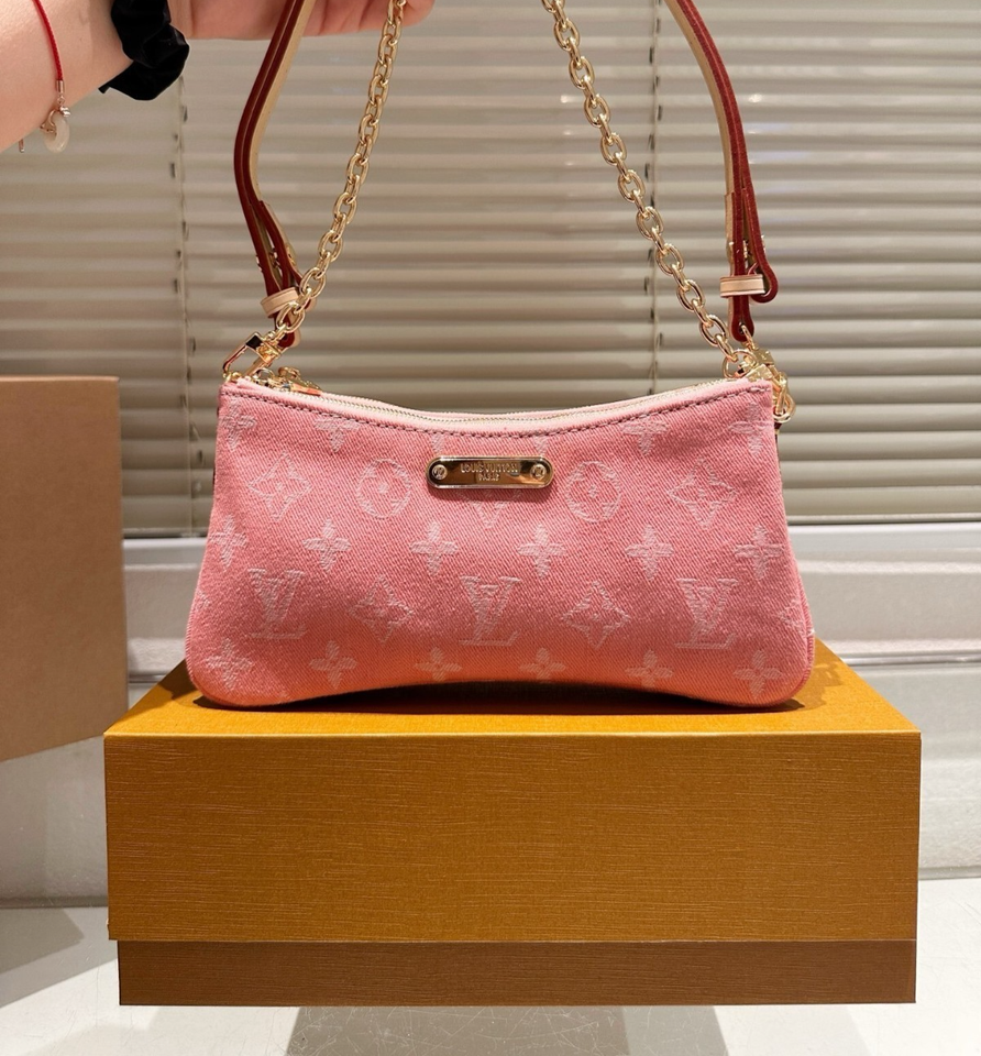 NEW | Louis Vuitton Pochette Accessoires Pink Monogram Denim | eBay