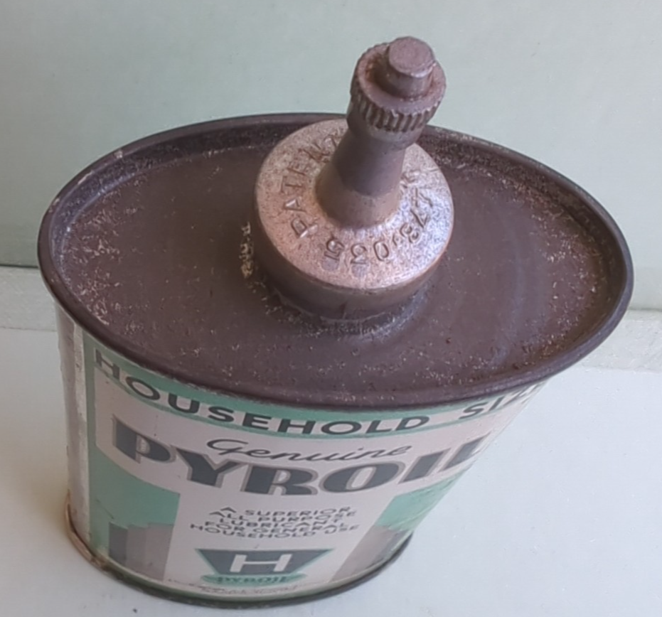 NOS Vintage PYROIL Household Oil 3oz Oval Lead Top Handy Oiler Can NOS ...